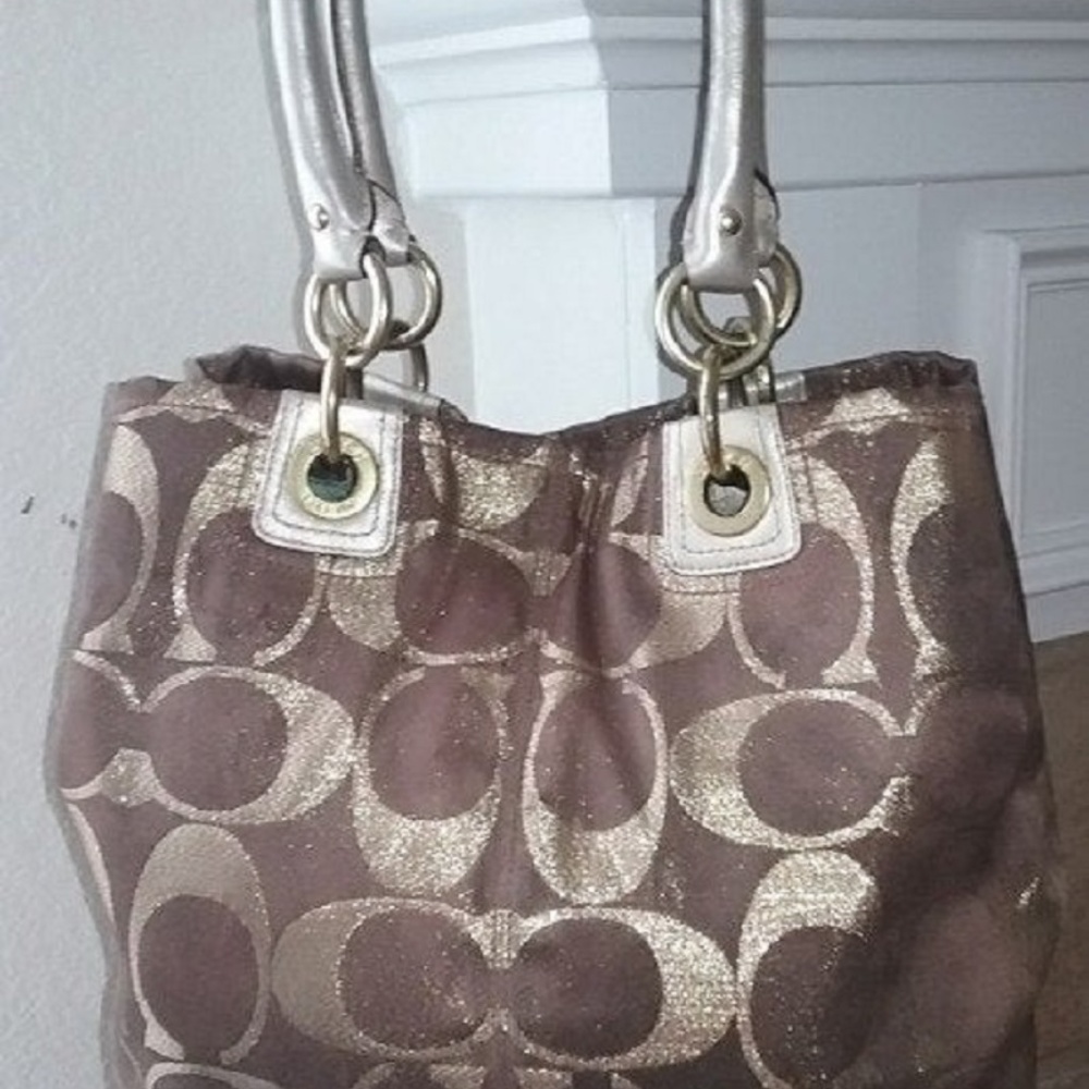 Coach Hamptons Signature Lurex Tote, Vgc - Gem